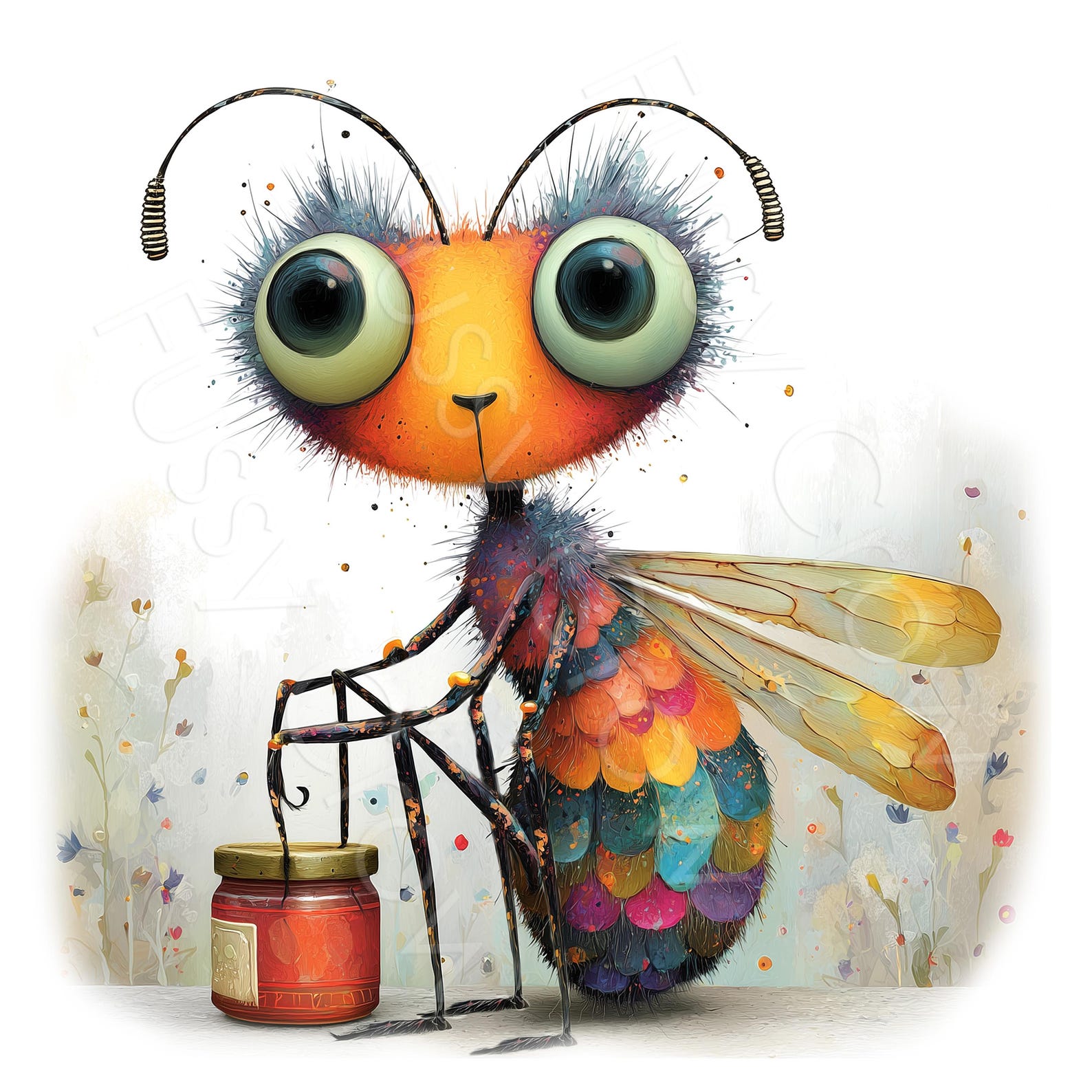 Quirky Rainbow Bug Clipart, 13 High Quality Watercolour Insect Ephemera ...
