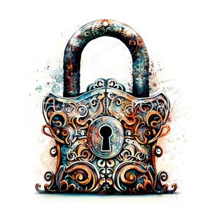 Fantasy Padlock Clipart, 10 High Quality Jpgs, Watercolour Fairy Tale ...