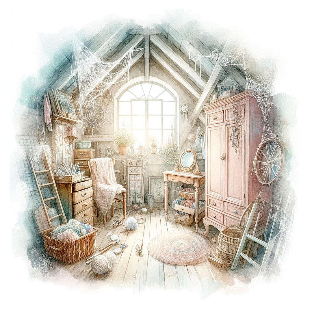 Grandma's Attic Clipart, 16 High Quality Jpgs, Watercolour Shabby Chic ...
