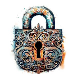 Fantasy Padlock Clipart, 10 High Quality Jpgs, Watercolour Fairy Tale ...