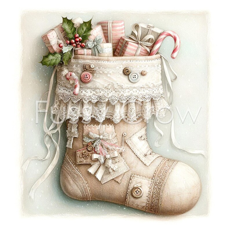 Christmas Pastel Stocking Clipart, 12 High Quality Jpgs, Watercolour ...