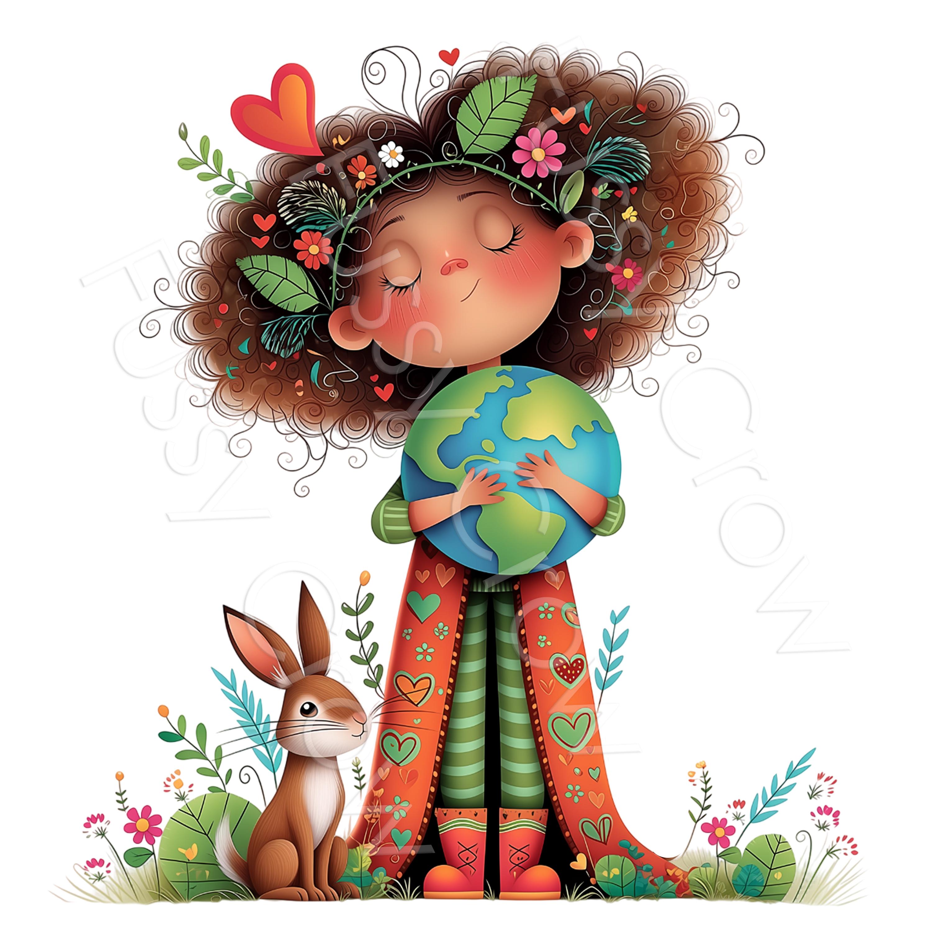 World Earth Day Children Clipart, Watercolour Eco Environmental ...