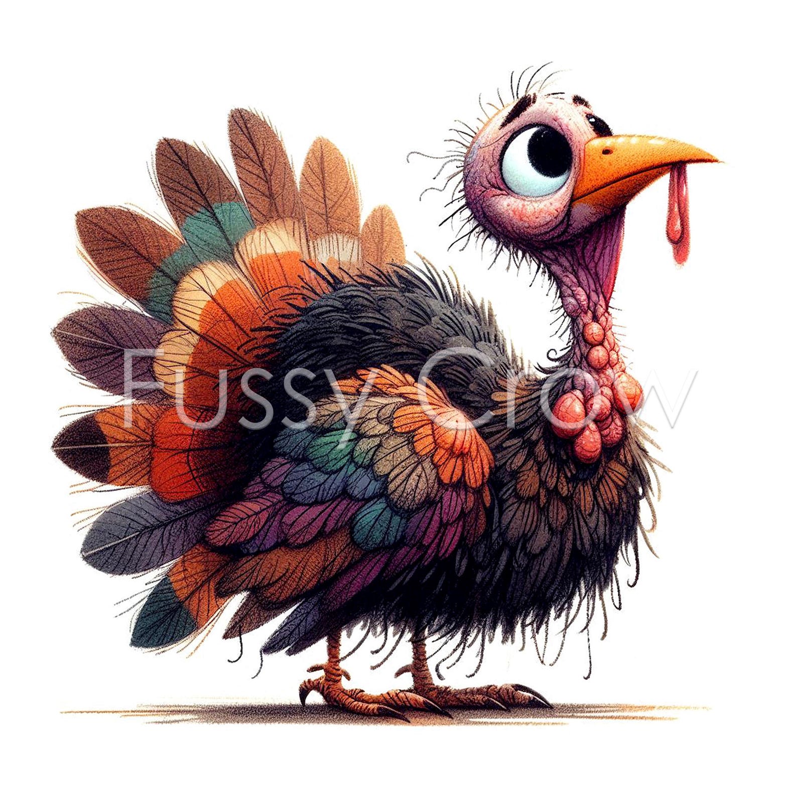 Funny Turkey Clipart, 10 High Quality Watercolour Jpgs, Thanksgiving ...