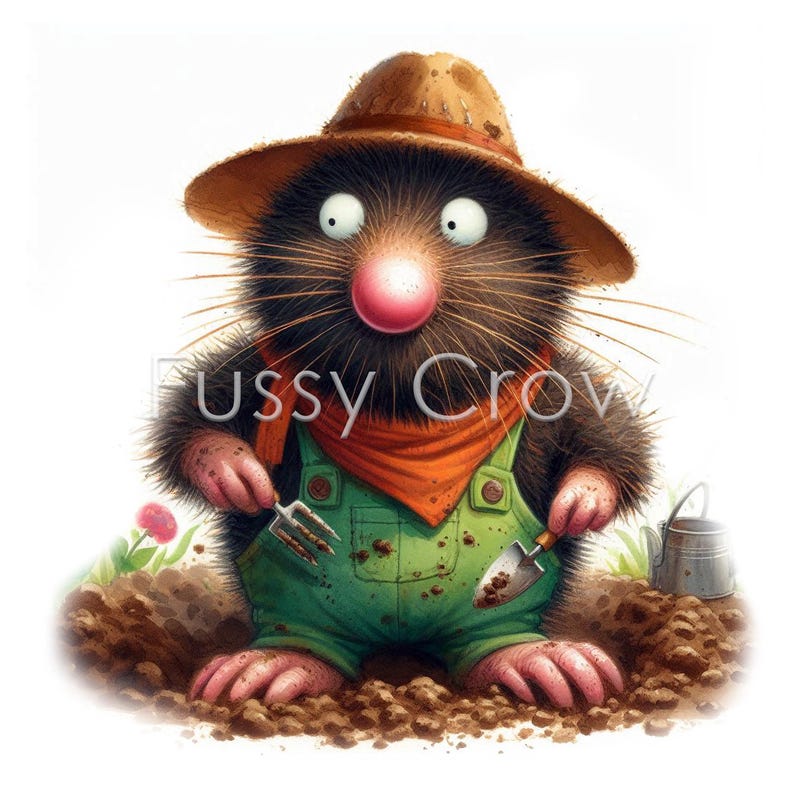 Funny Mole Clipart, 10 High Quality Jpgs, Whimsical Animal Images ...