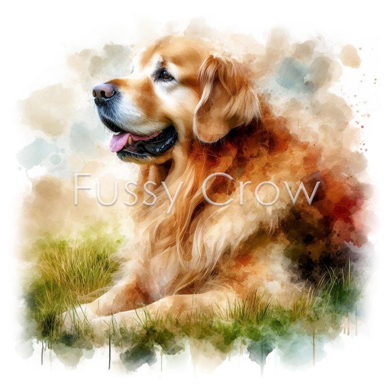 Golden Retriever Clipart, 10 High Quality Jpgs, Printable Watercolour ...