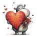 Valentine Hippo Clip Art, Watercolour Quirky Love Animal Graphics, 10 ...