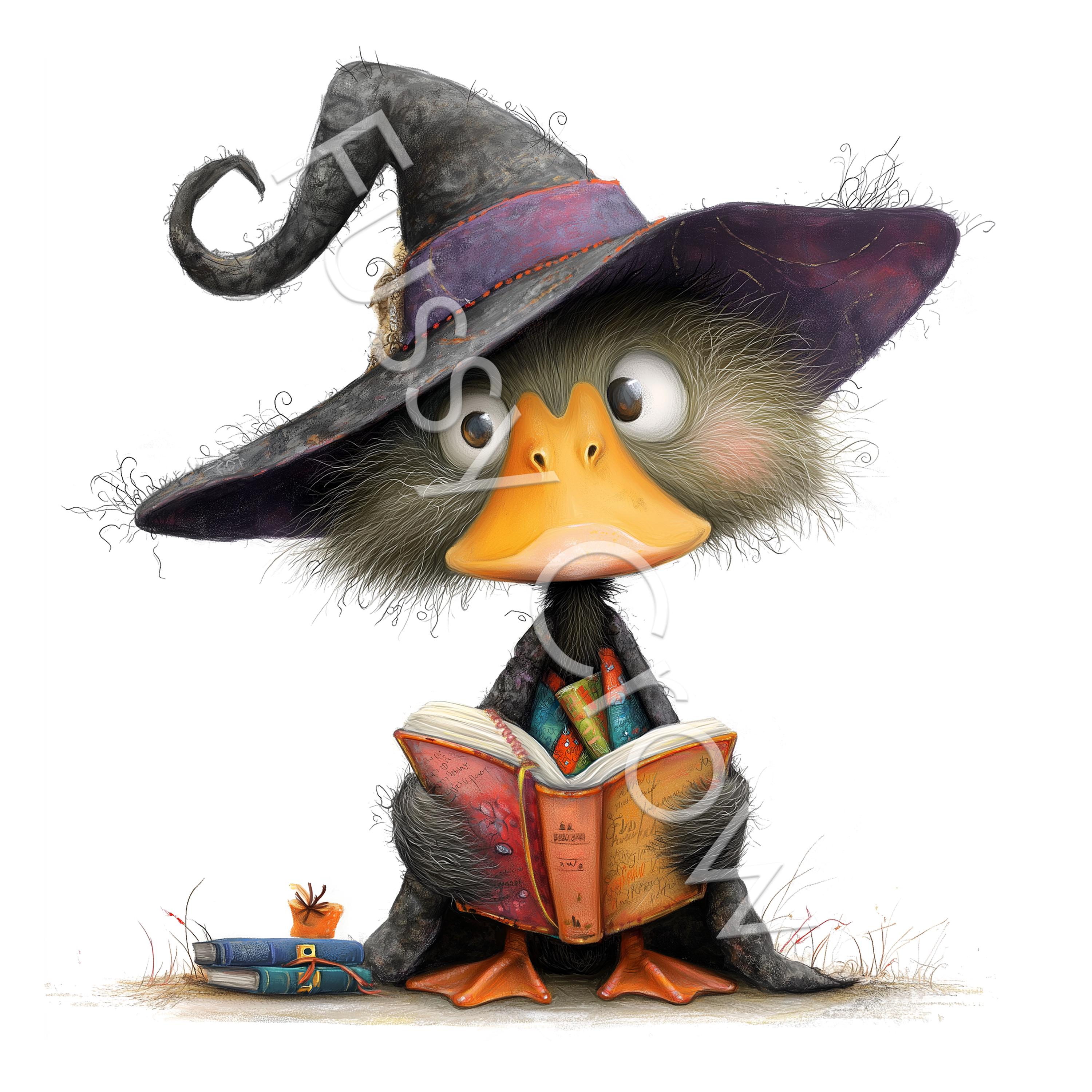 Quirky Witch Duck Clipart, 12 High Quality Watercolour Whimsical ...