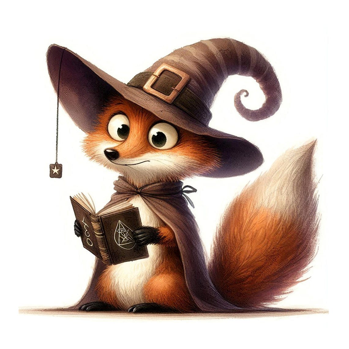 Halloween Fox Clipart, 12 High Quality Watercolour Whimsical Witch Hat ...