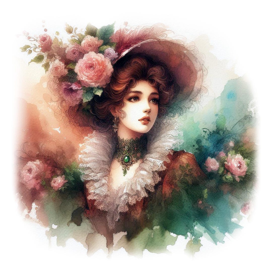 Victorian Lady Clipart, 12 High Quality Jpgs, Elegant Lady Images, Card ...