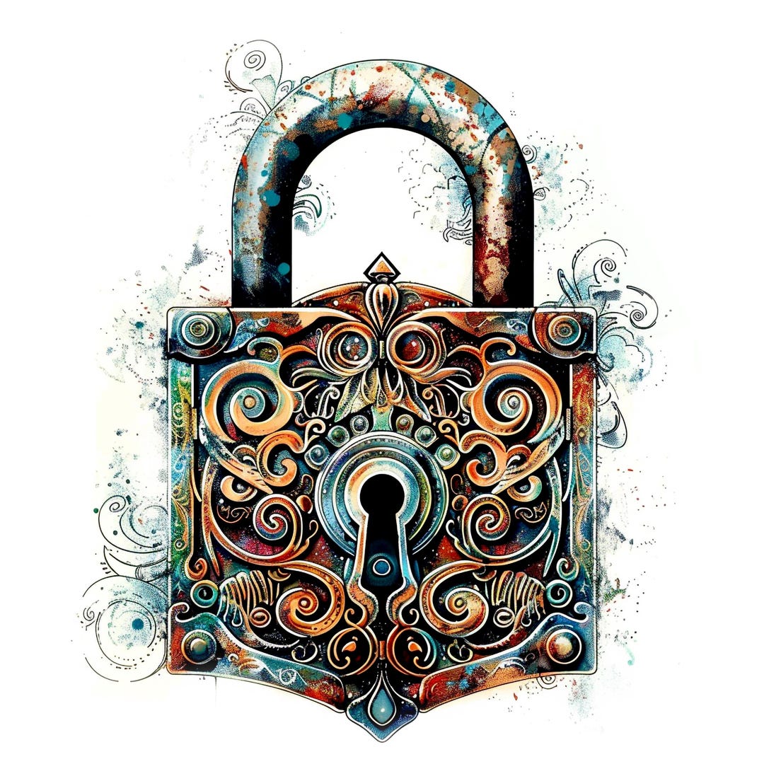 Fantasy Padlock Clipart, 10 High Quality Jpgs, Watercolour Fairy Tale ...