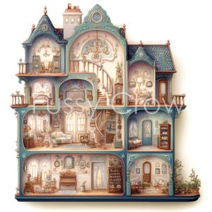 Quirky Fantasy Dollhouse Clipart, 15 High Quality Jpgs, Card Making ...