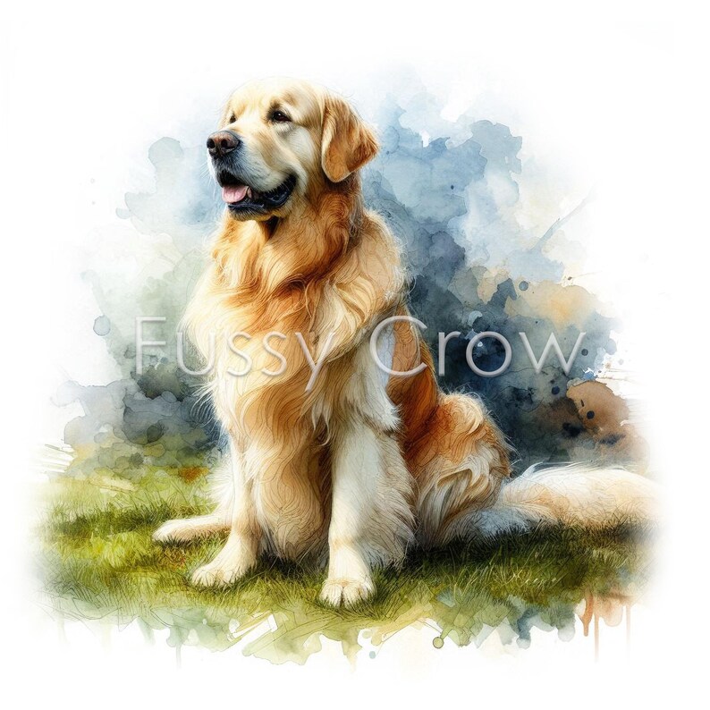 Golden Retriever Clipart, 10 High Quality Jpgs, Printable Watercolour ...
