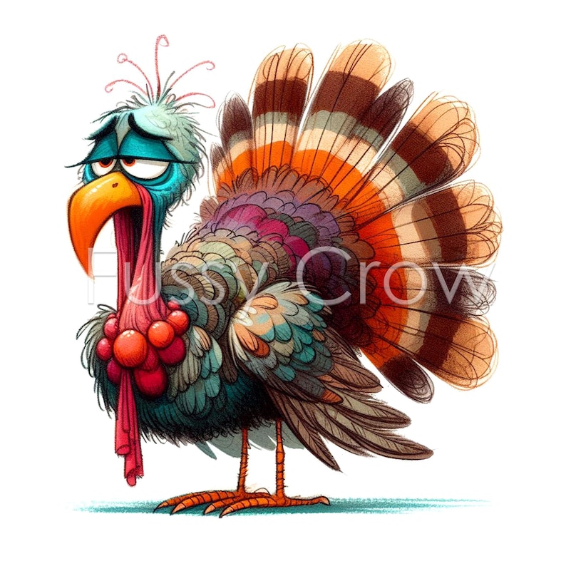 Funny Turkey Clipart, 10 High Quality Watercolour Jpgs, Thanksgiving ...