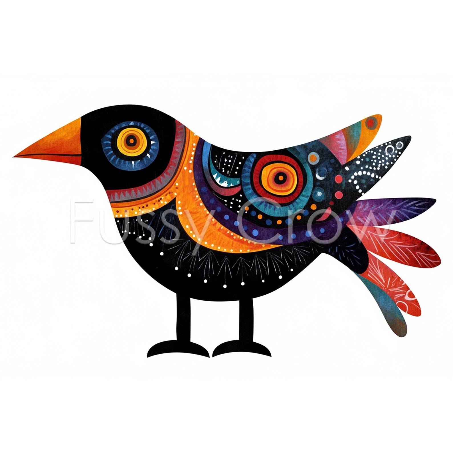 Folk Art Crow Clipart, 10 High Quality Jpgs, Watercolour Nordic Bird ...