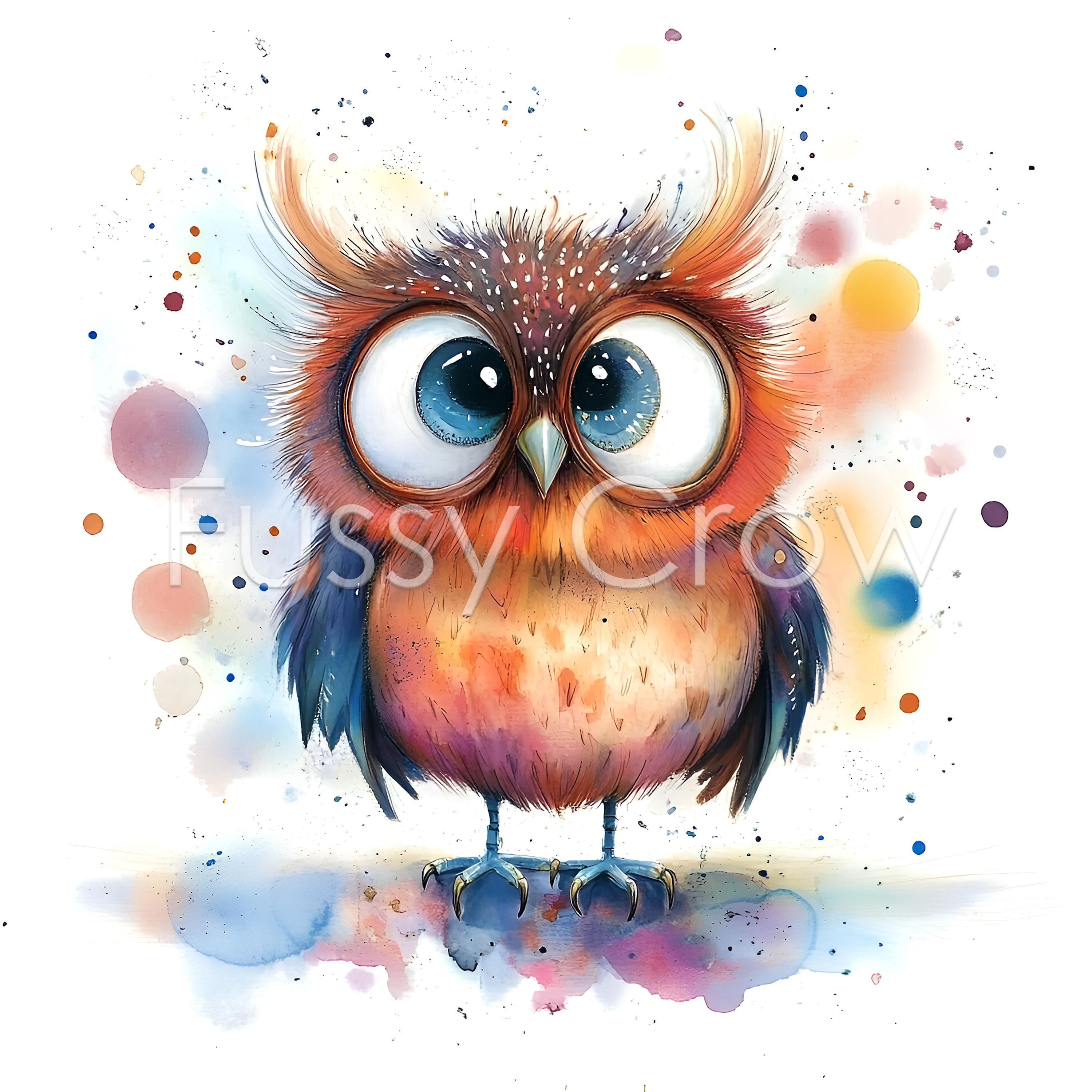 Scruffy Owls Clipart, 12 High Quality Jpgs, Quirky Owl Images, Cute ...