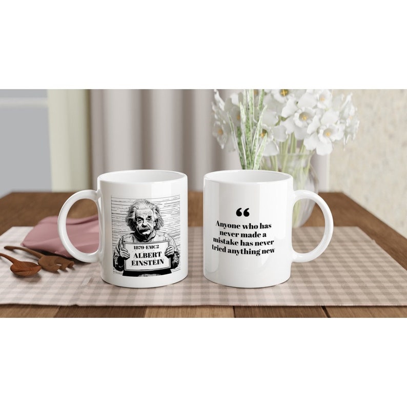 White Mug of Einstein's Quote on Making Mistakes - Etsy