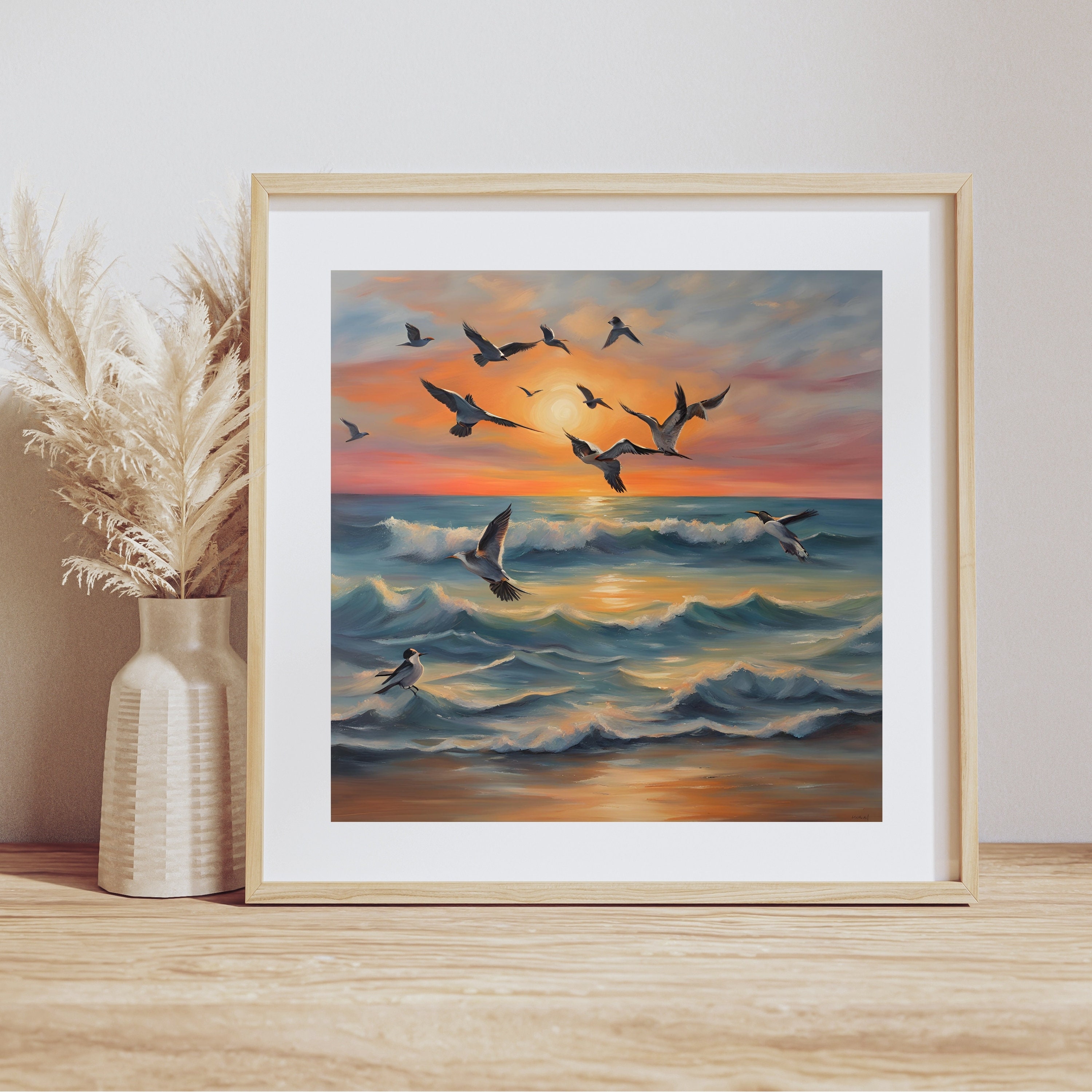 Printable Art, Beautiful Summer Landscape, Beach, Ocean, Summer ...