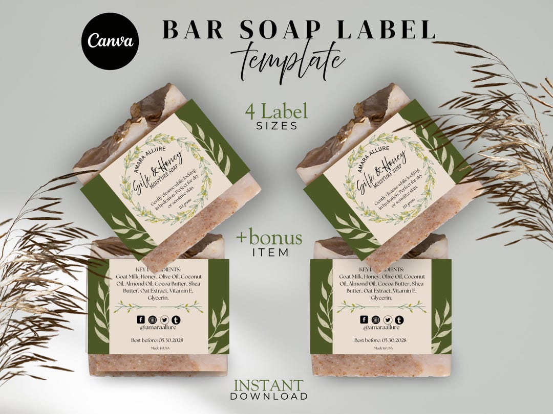 Bar Soap Wrap-around Label Template | Editable Canva Labels | Printable ...