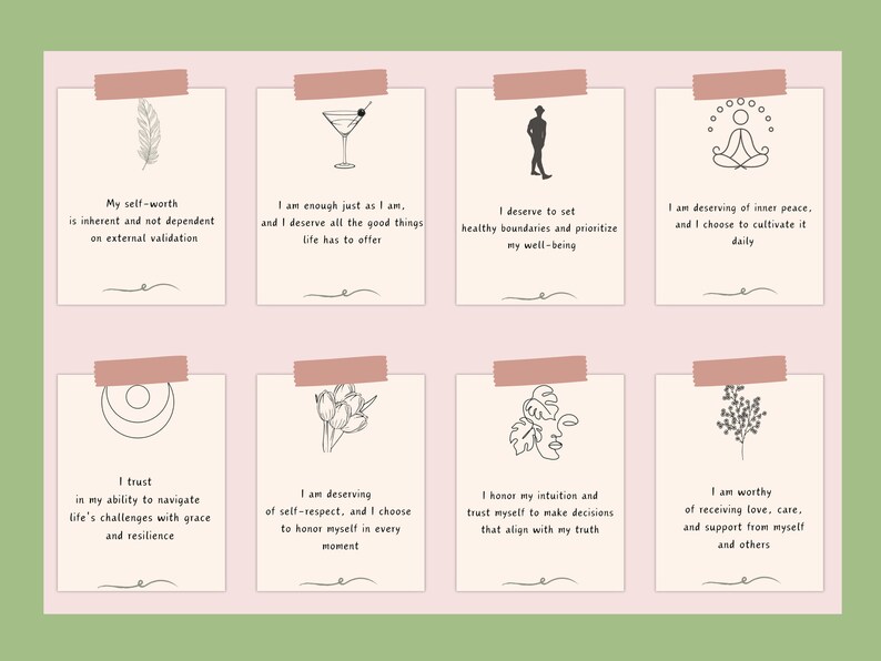Self-love Affirmation Cards Affirmation Cards Self-esteem Self-care ...