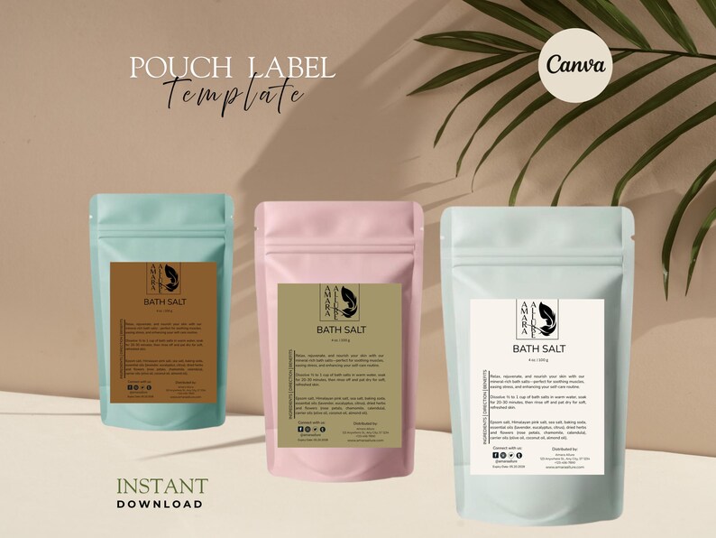 Minimalist Editable Pouch Label Template Packaging Design Editable Body ...