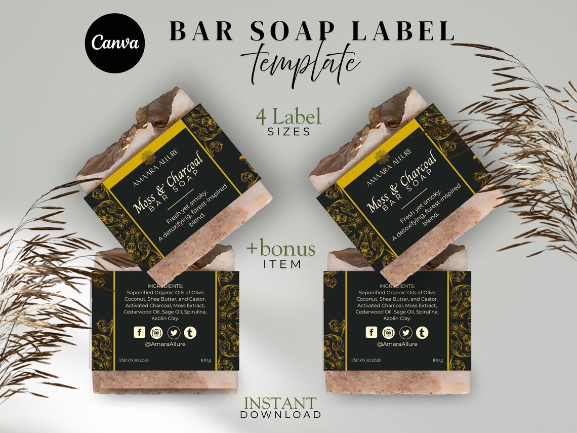 Editable Bar Soap Label Template, Canva Soap Label, Printable Soap ...