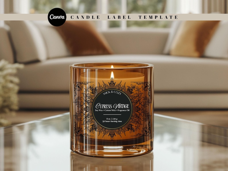 Editable Vintage Candle Label Template | Apothecary Jar Candle Sticker ...