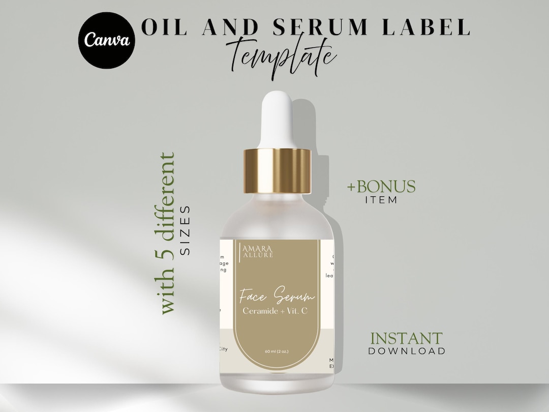 Neutral Skincare Label Template: Editable DIY Oil & Serum Labels (canva ...