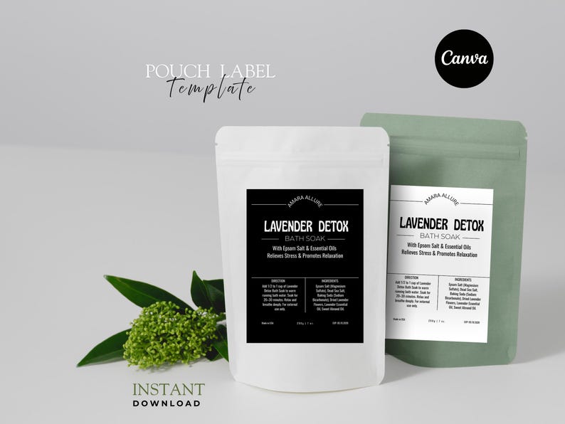 Editable Pouch Label Template | Minimalist Packaging | Canva Template ...