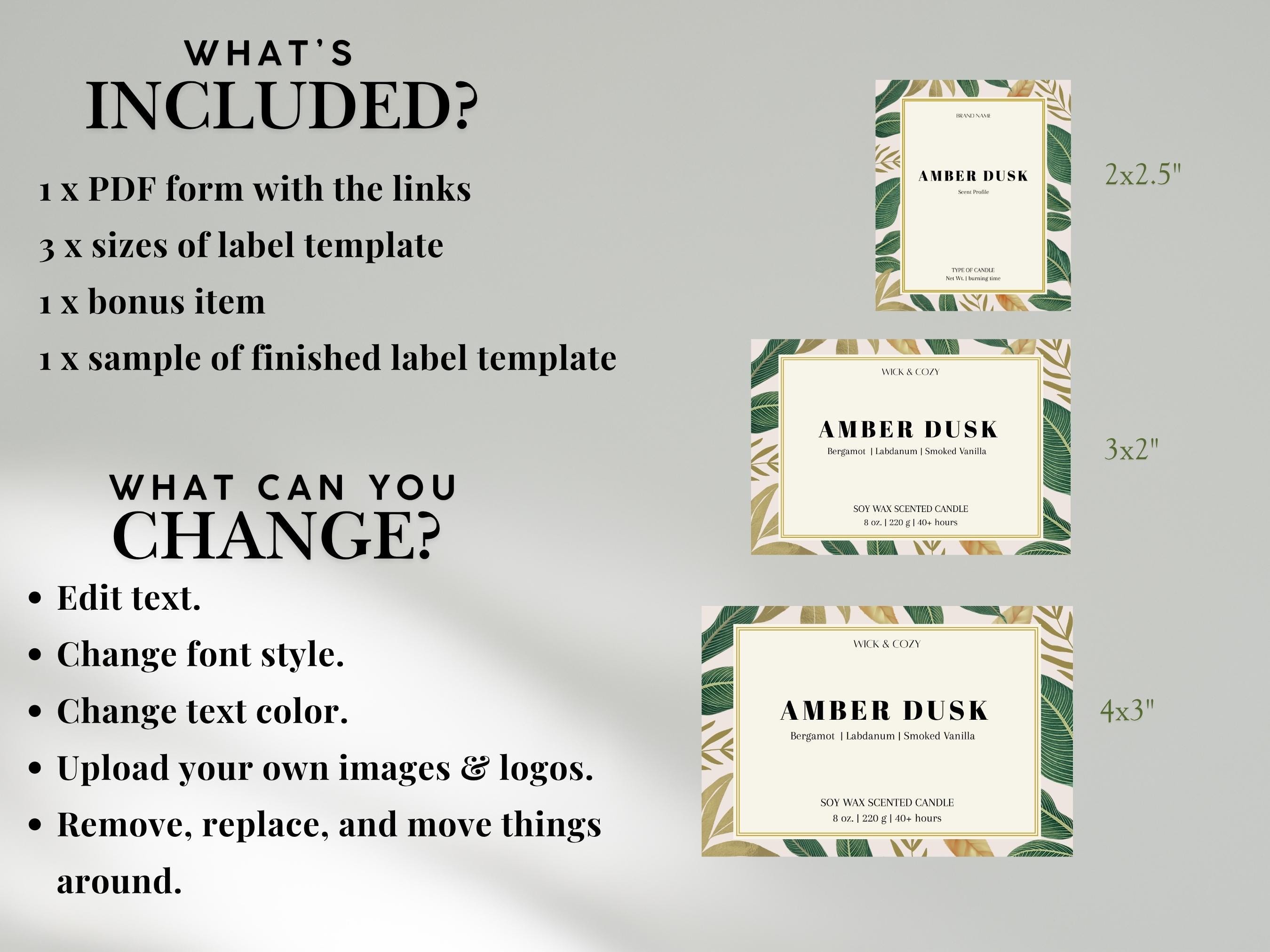Floral Leaves Candle Label Template | Editable Canva Design | Botanical ...