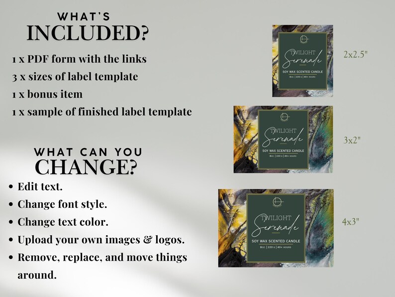 Editable Candle Label Template | Abstract Artistic Design | Printable ...