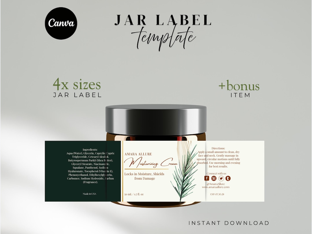 Jar Labels Template Custom Label Stickers Editable Label Template ...