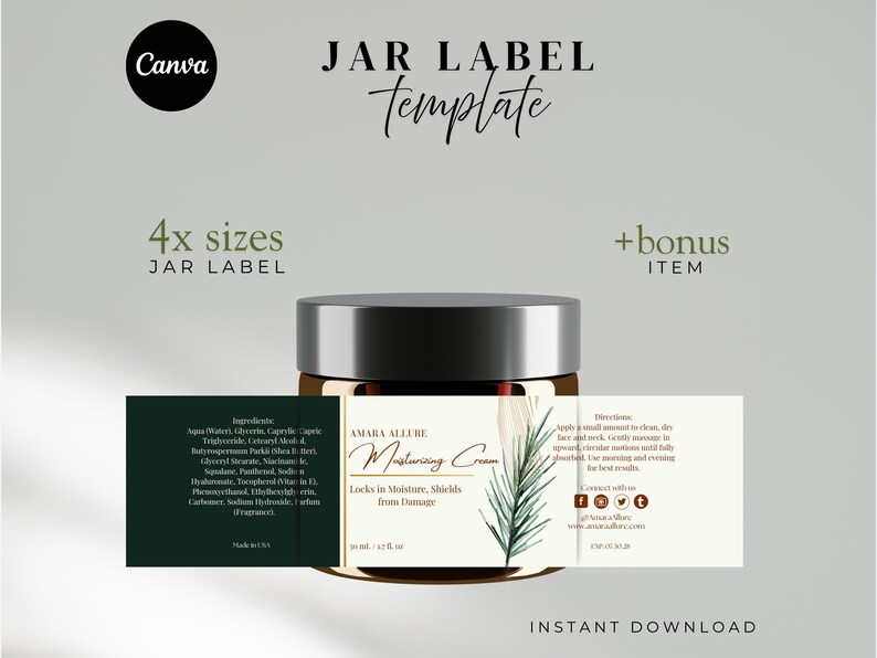 Jar Labels Template Custom Label Stickers Editable Label Template ...