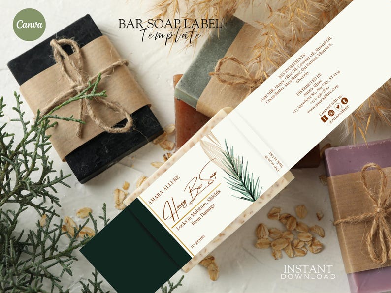 Aesthetic Bar Soap Label Template DIY Soap Packaging Canva Template ...