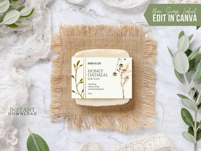Bar Soap Label Template | Editable Canva Templates | Printable Soaps ...
