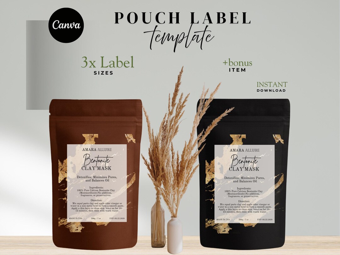 Gold Sleek Design Pouch Label Template Packaging Design Editable Body ...