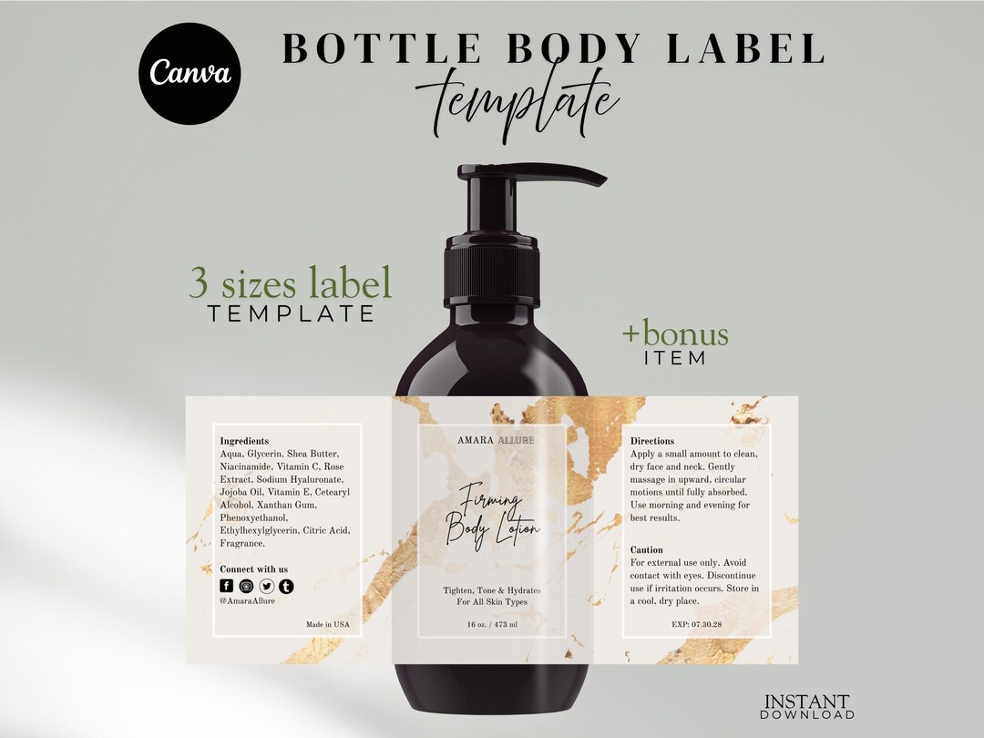 Body Care Label Templates – Editable Printable Labels for Lotions ...