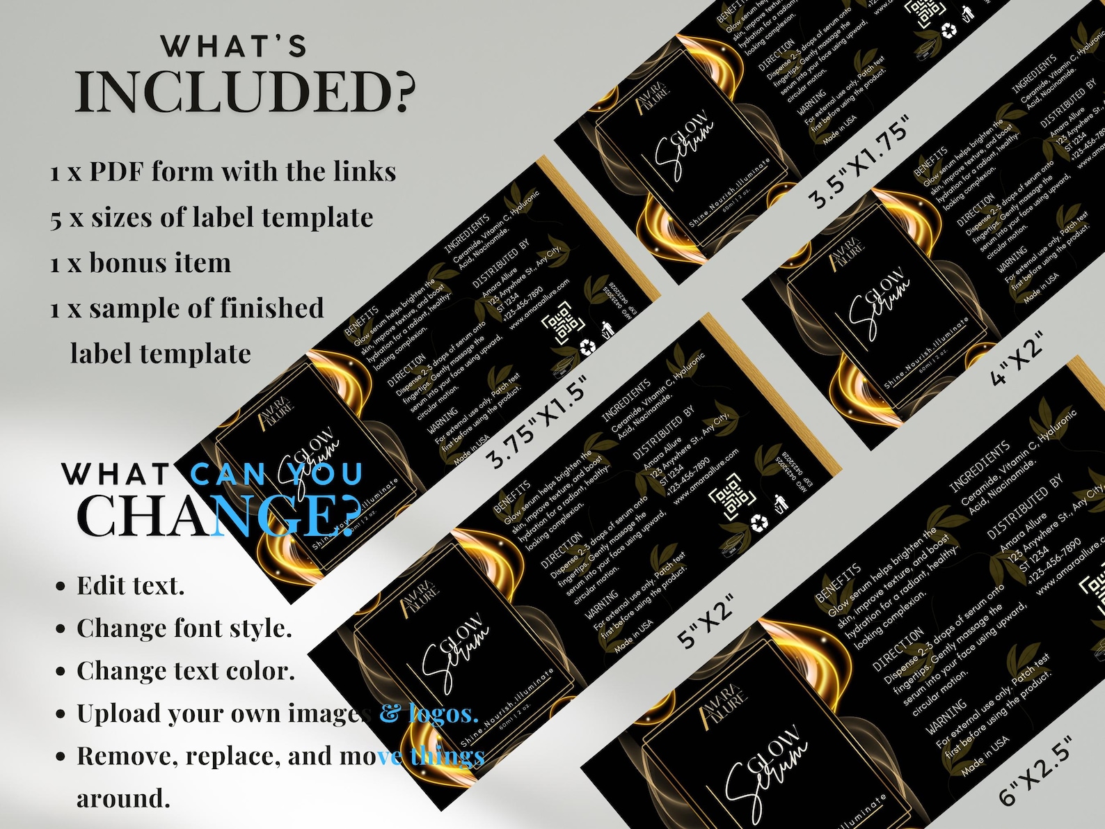 Luxury Black Gold Canva Label Templates Editable Product Labels ...