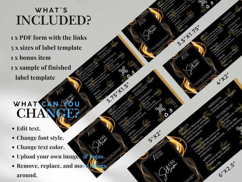 Luxury Black Gold Canva Label Templates Editable Product Labels ...