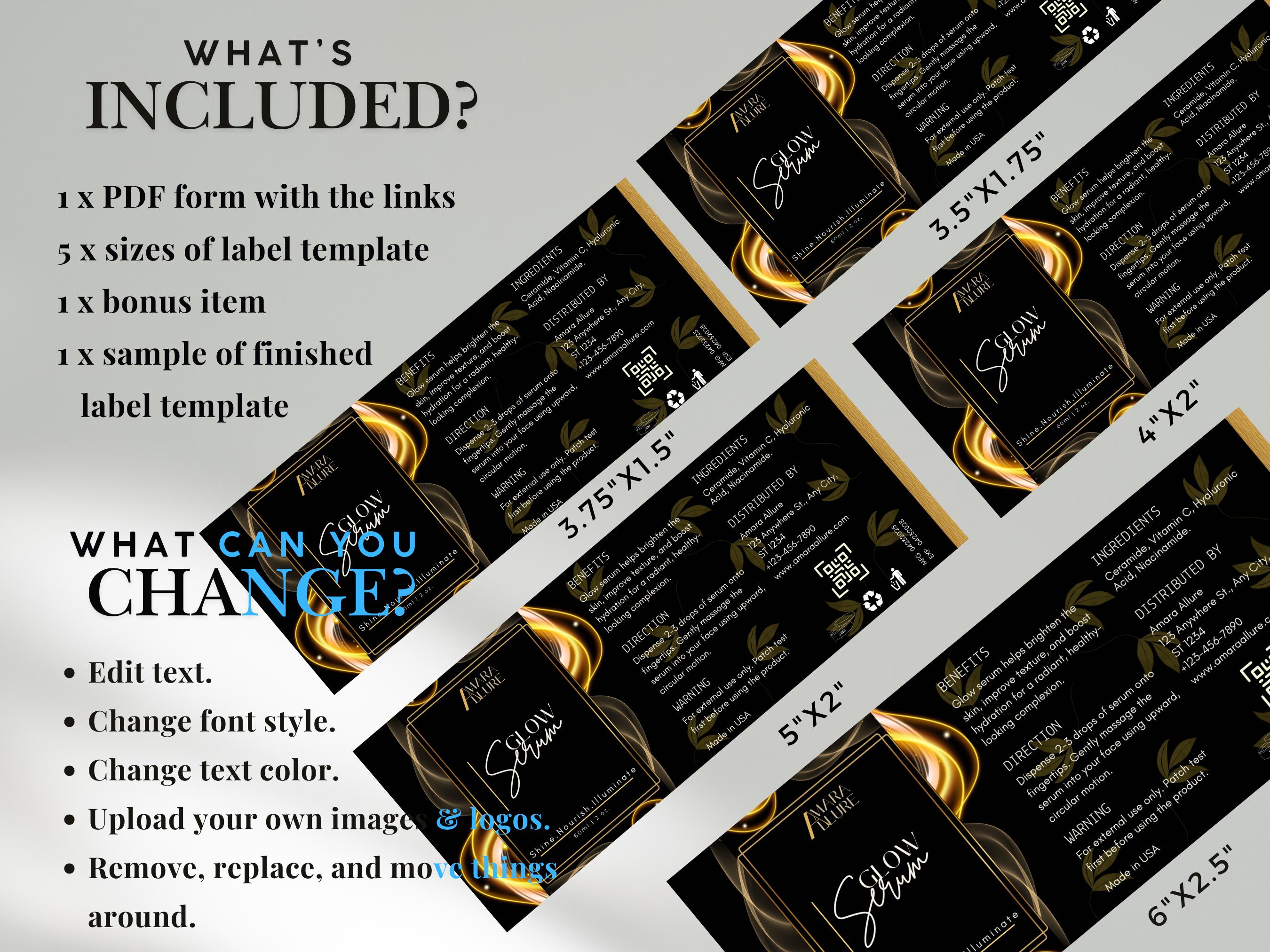 Luxury Black Gold Canva Label Templates Editable Product Labels ...