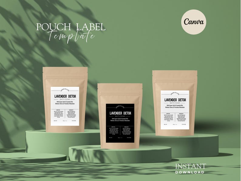 Editable Pouch Label Template | Minimalist Packaging | Canva Template ...