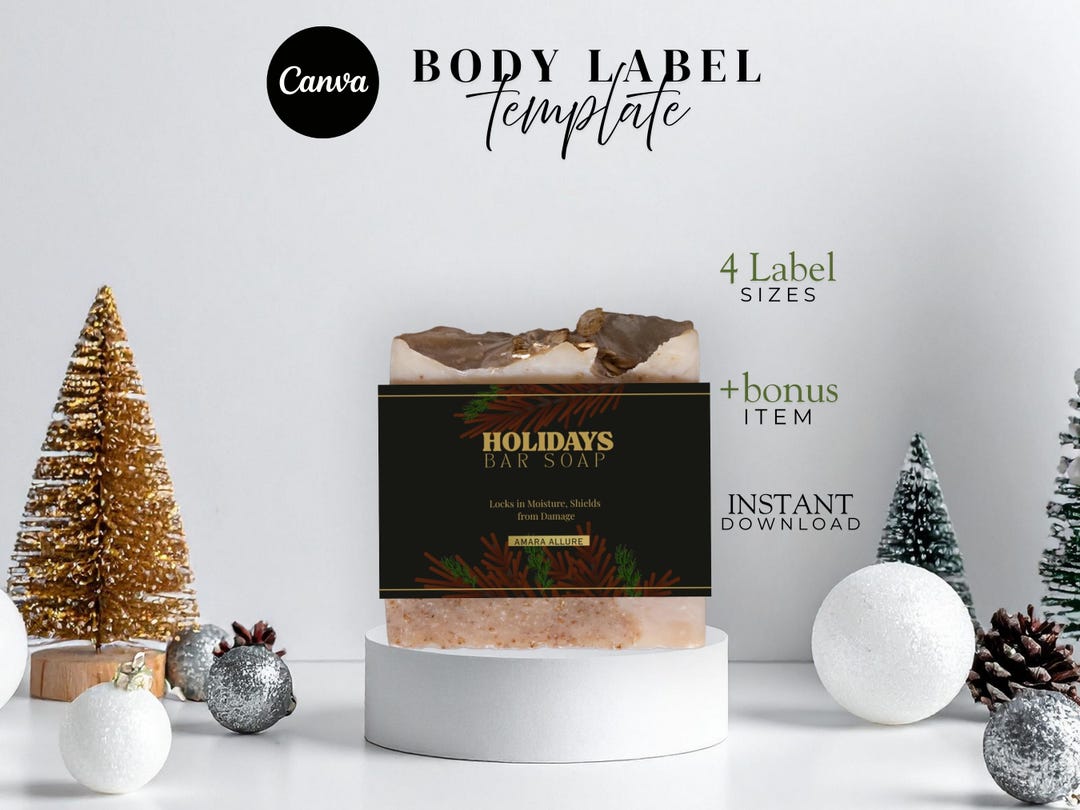 Holiday Bar Soap Label Template – Editable Christmas Soap Label for DIY ...