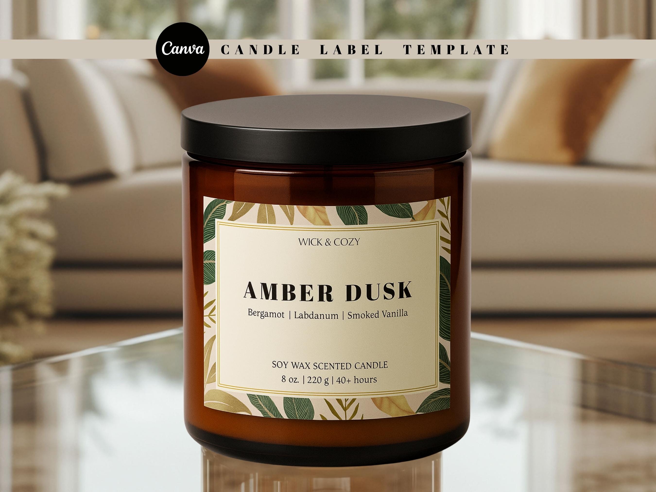 Floral Leaves Candle Label Template | Editable Canva Design | Botanical ...