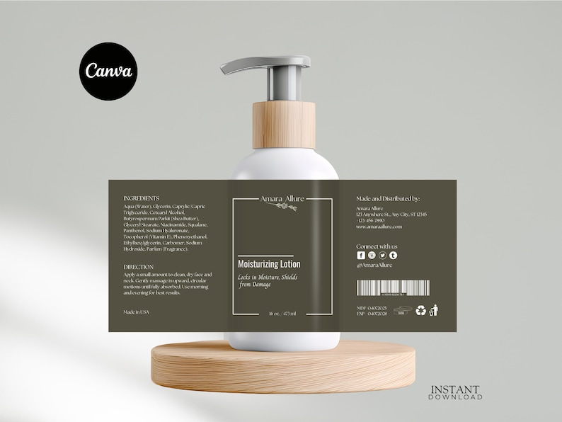 Editable Skincare Label Template Bundle | Body Lotion & Body Wash ...