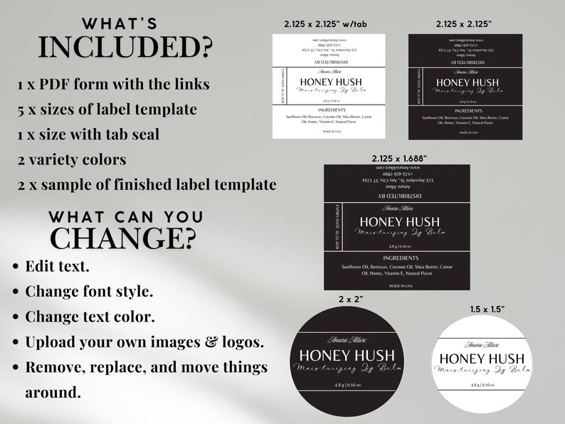 Minimalist Lip Balm Label Template: Editable Canva Stickers (digital ...
