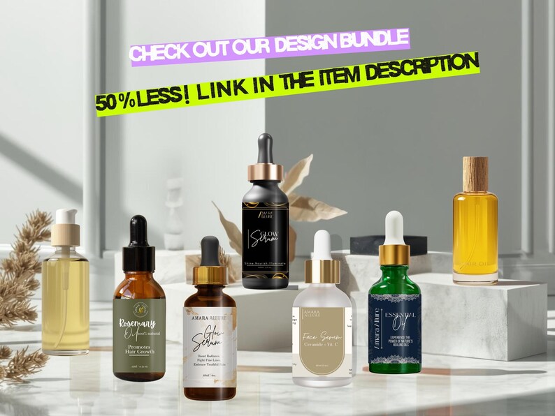 Oil and Serum Label Template | Editable Canva Skincare Label ...