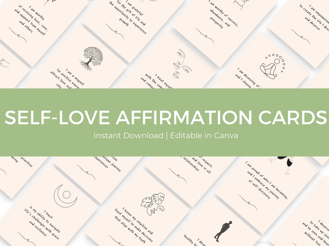 Self-love Affirmation Cards Affirmation Cards Self-esteem Self-care ...