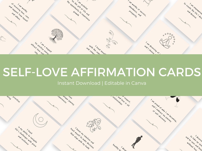 Self-love Affirmation Cards Affirmation Cards Self-esteem Self-care ...