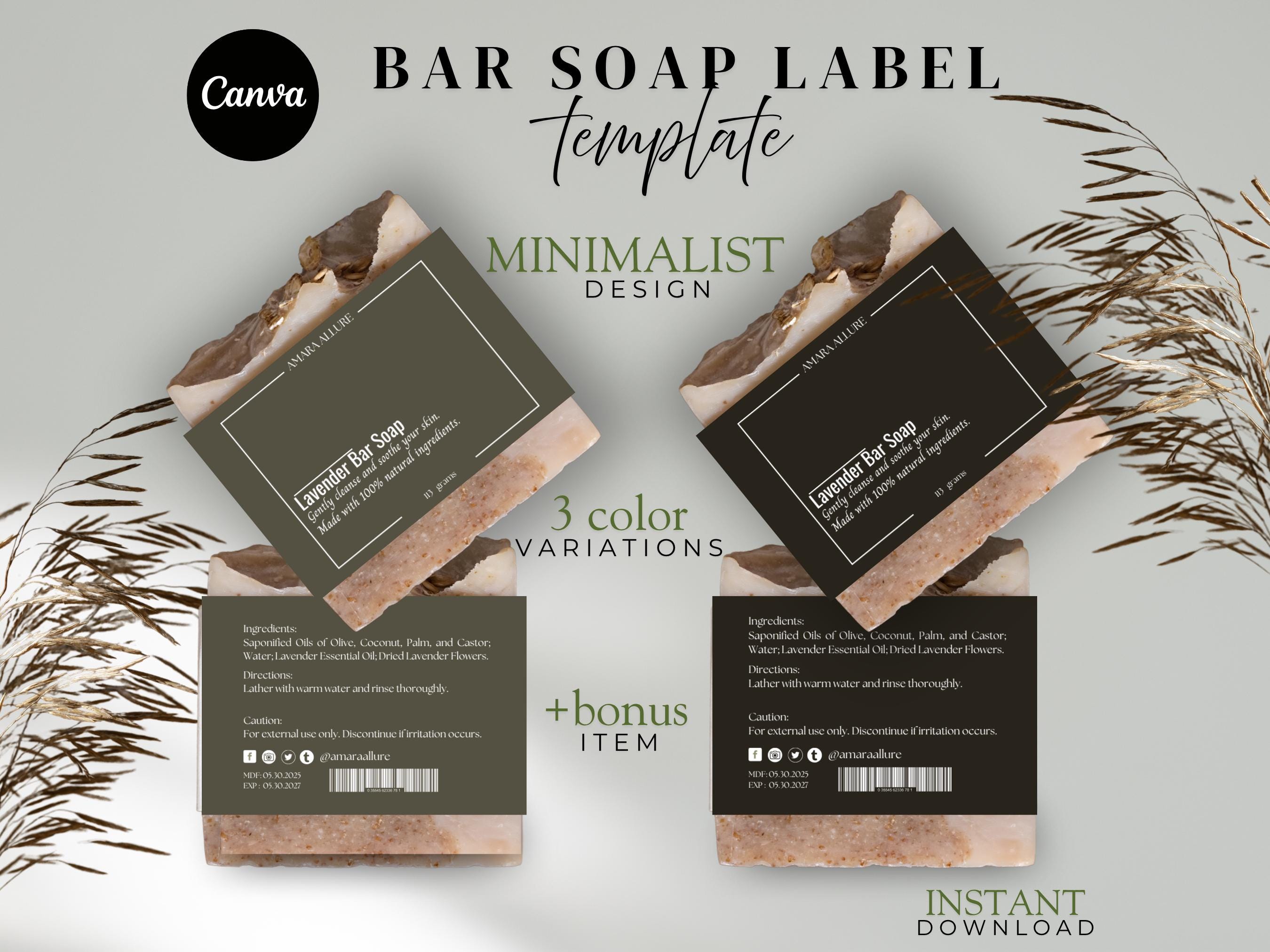 Minimalist Soap Label Template: Custom Printable Stickers (PDF Download ...