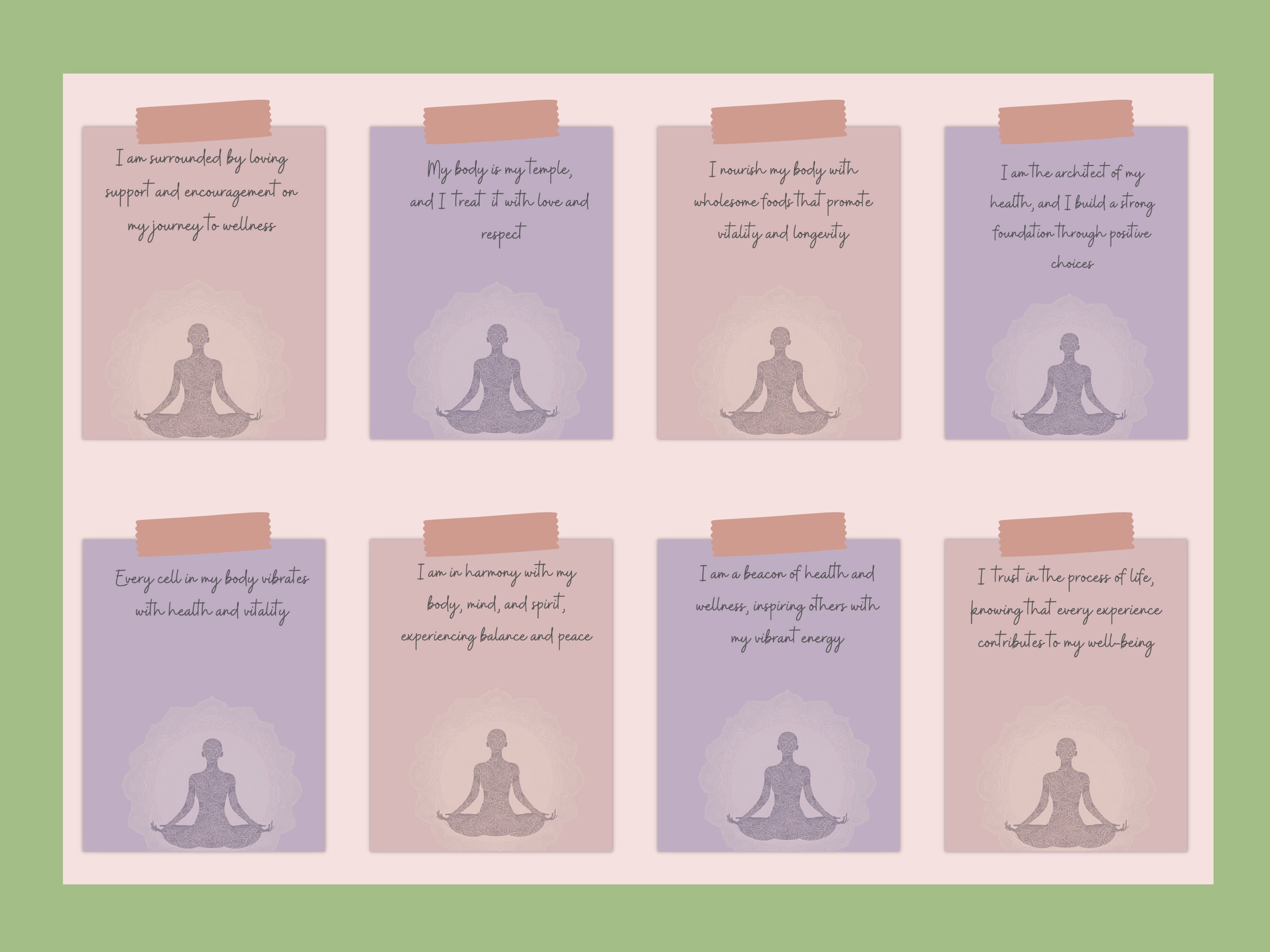 Health and Wellness Affirmation Cards Affirmation Template Mental ...