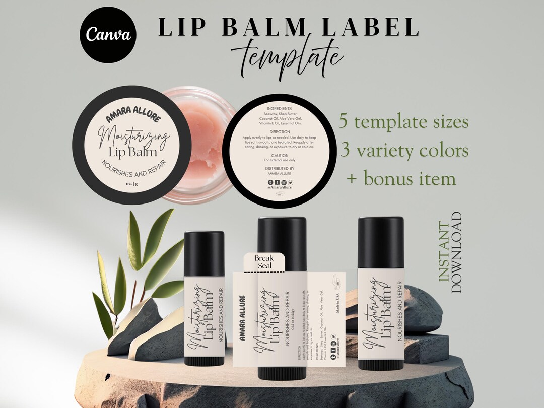 Minimalist Lip Balm Labels Canva Template Custom Lip Balm Stickers ...